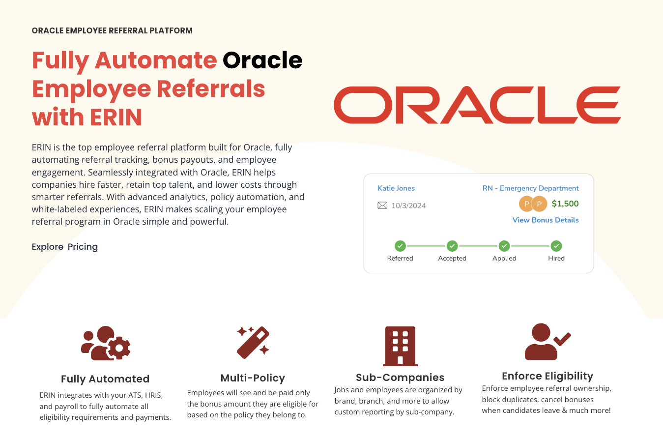 Oracle Employee Referral Software Platform | ERIN